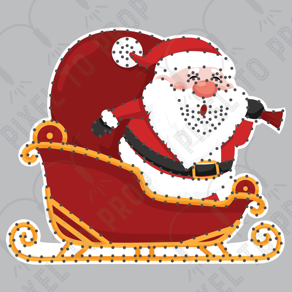 Stamped Singing Santa Sleigh - Pixel To Prop